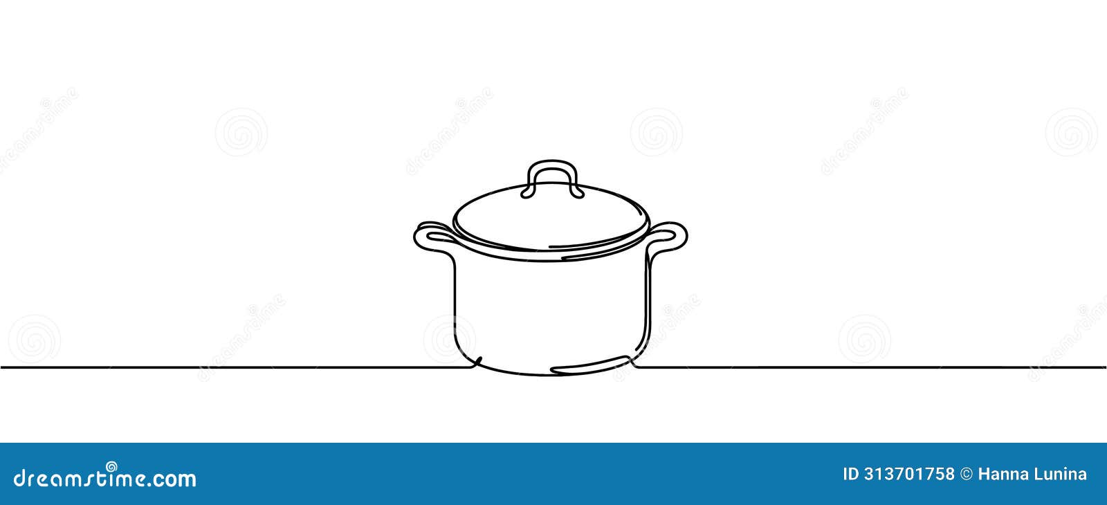 Pan with Lid in One Line. Vector Graphics. One Line Drawing of a Pat ...