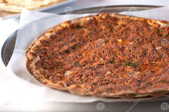 Pan of manakish stock photo. Image of ingredient, copy - 281965880