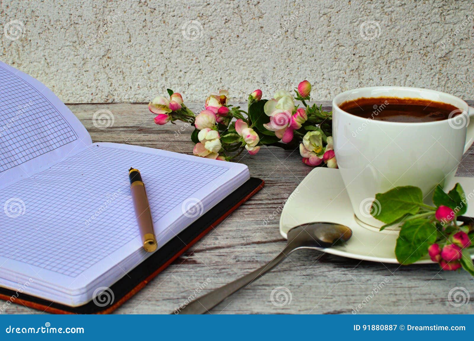 Pan and Notebook. a Cup of Coffee. Stock Image - Image of food, style ...