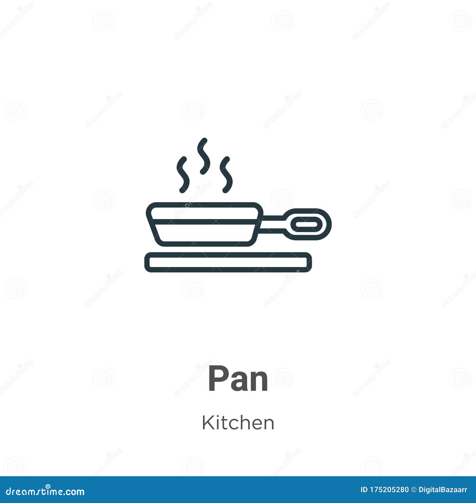 Pan Outline Vector Icon. Thin Line Black Pan Icon, Flat Vector Simple ...