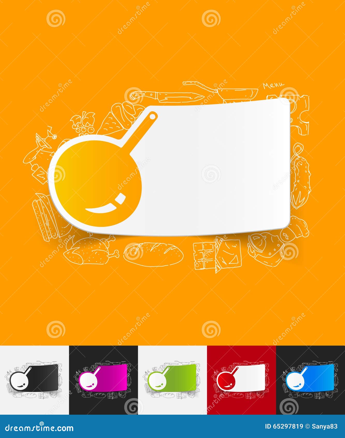 Pan Paper Sticker with Hand Drawn Elements Stock Vector - Illustration ...