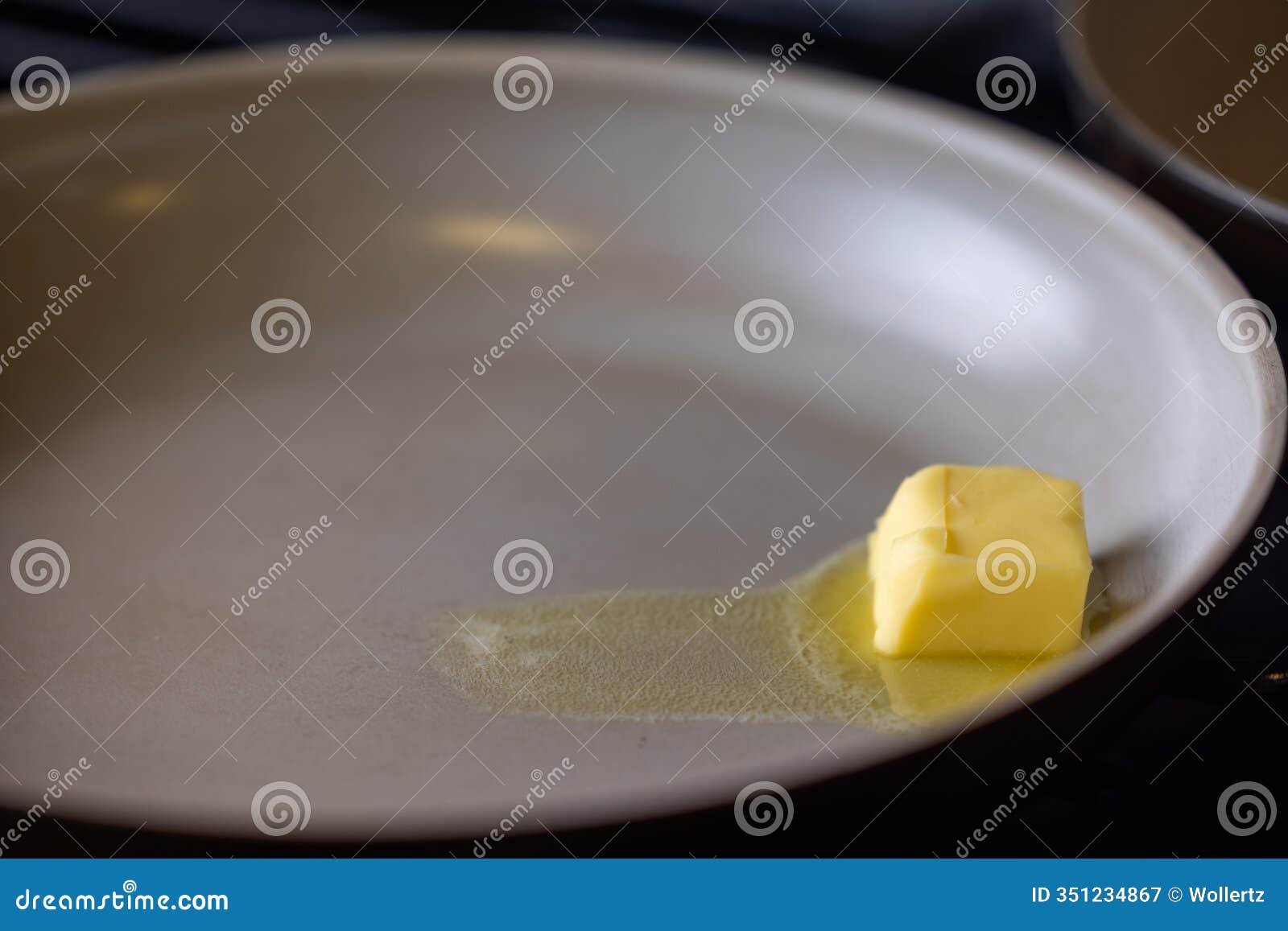 A Pan with a Piece of Butter Melting on it Stock Image - Image of melt ...
