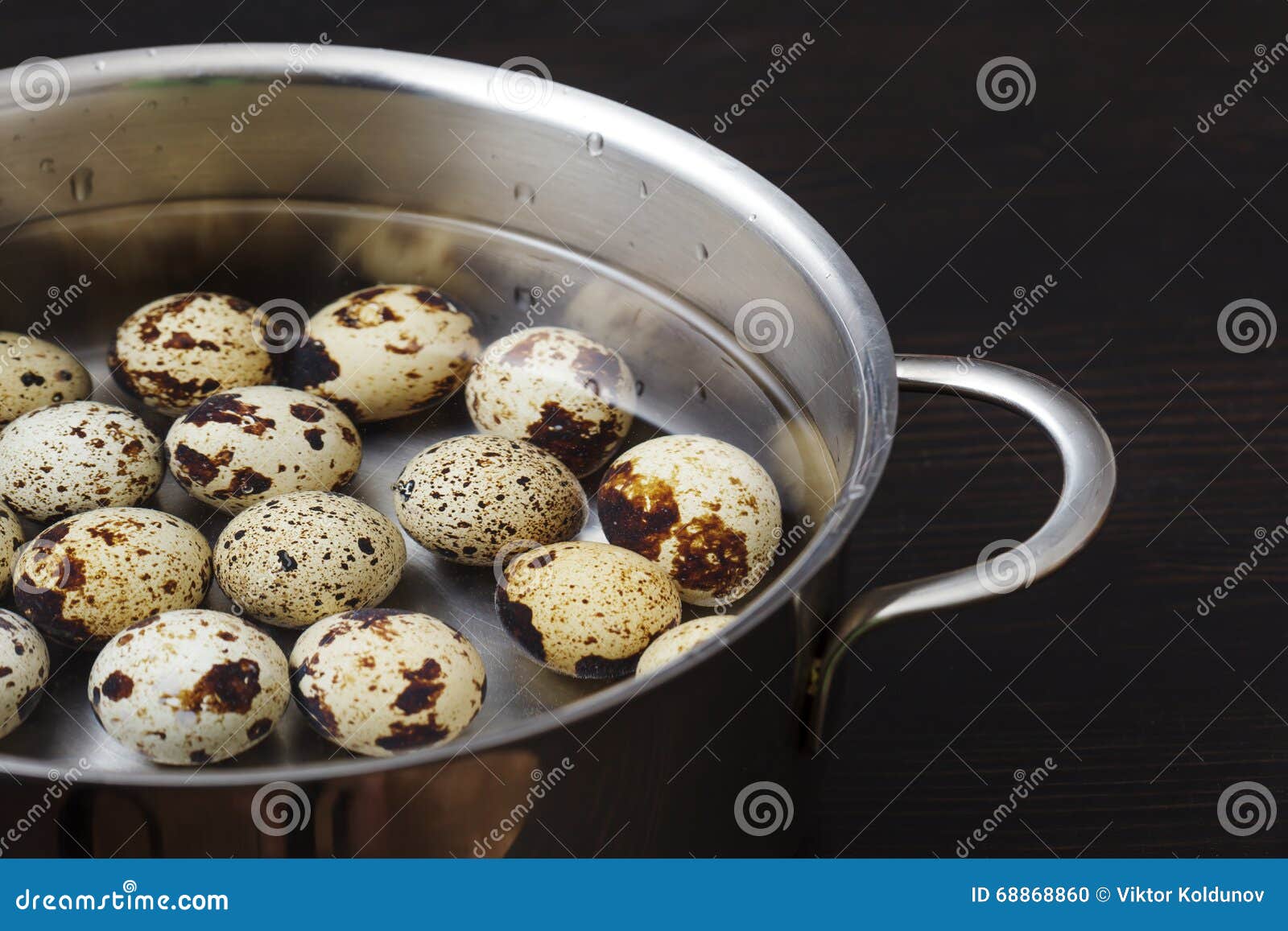 Pan with Quail Eggs and Water Stock Photo - Image of diet, food: 68868860