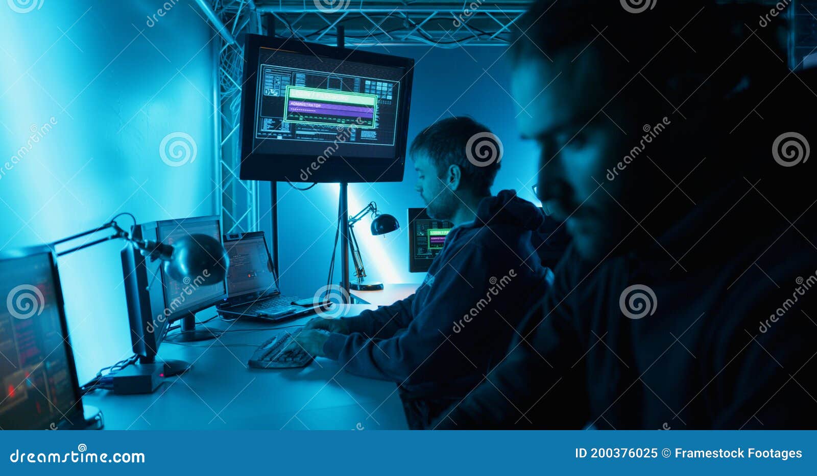 Hackers Controlling Hostile Attack while Working in Hideout Base Stock ...