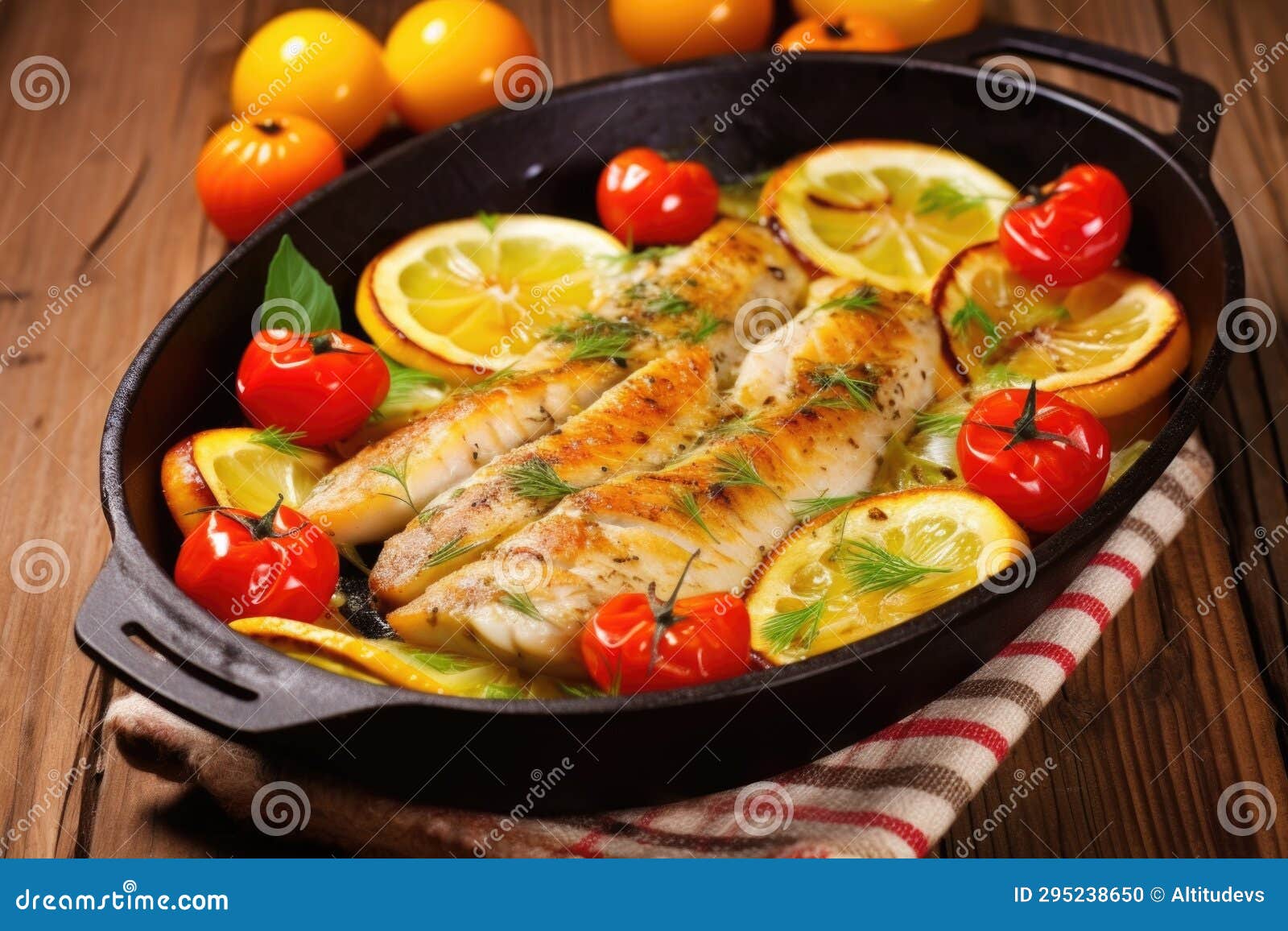 Pan-seared Citrus Marinated Fish Fillet Stock Photo - Image of cooking ...