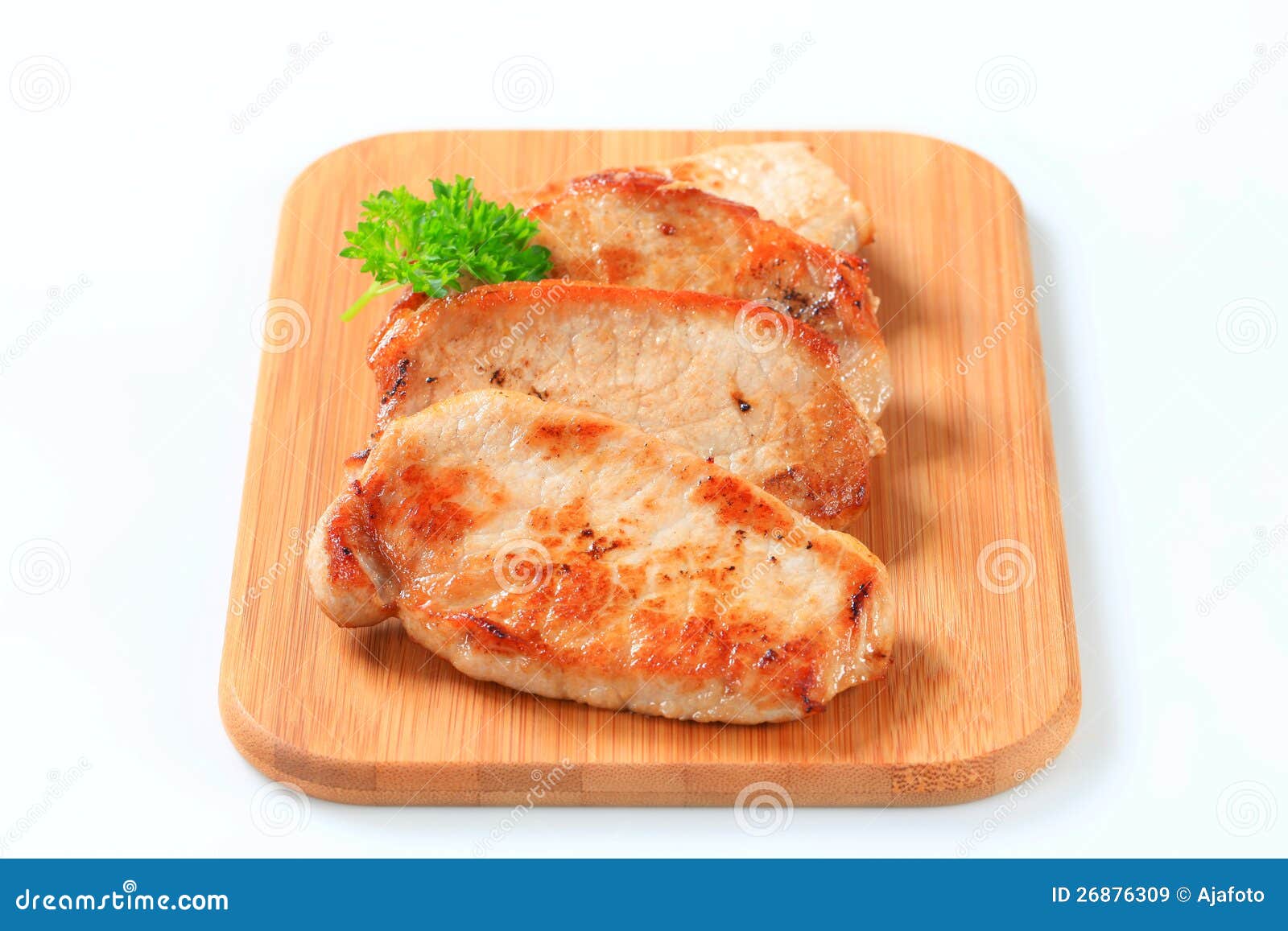 Pan seared pork cutlets stock image. Image of pork, background - 26876309