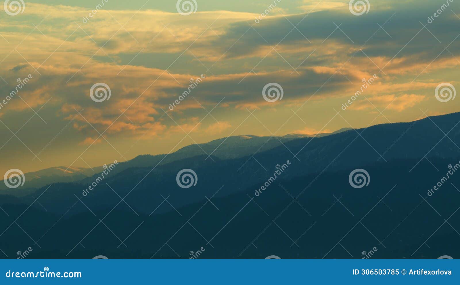 Sunset Sky Over Clouds View. Mountain during the Morning. Pan. Stock ...