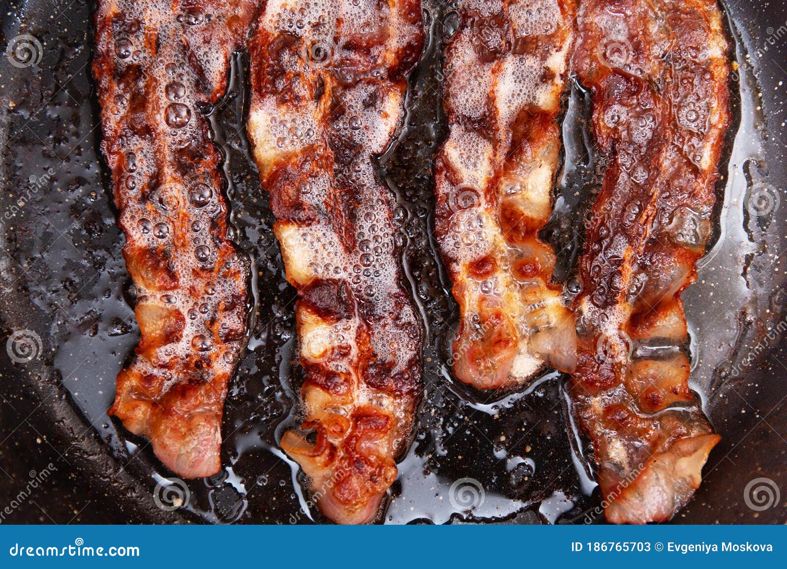 Crispy Smokey Bacon Slice or Strip. Unhealthy Fat Food, Fattenig ...