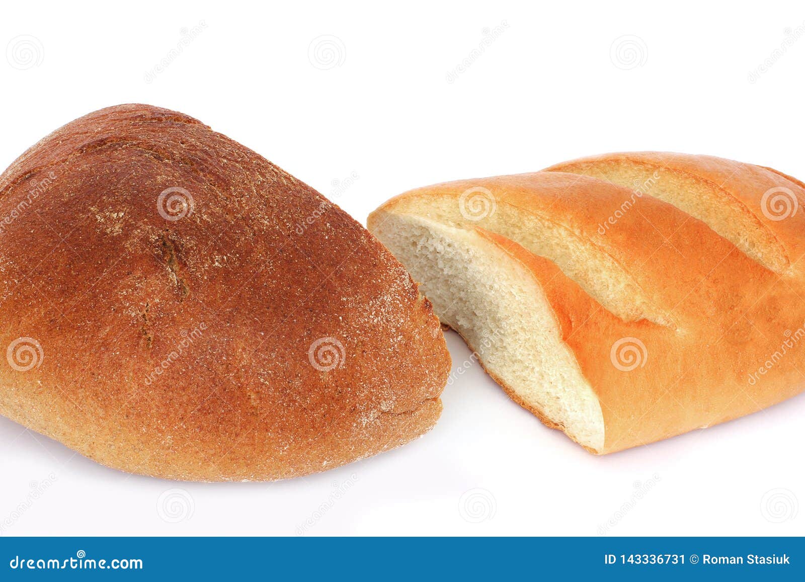 Pan Y Pan Largo En El Fondo Blanco Imagen de archivo - Imagen de harina ...