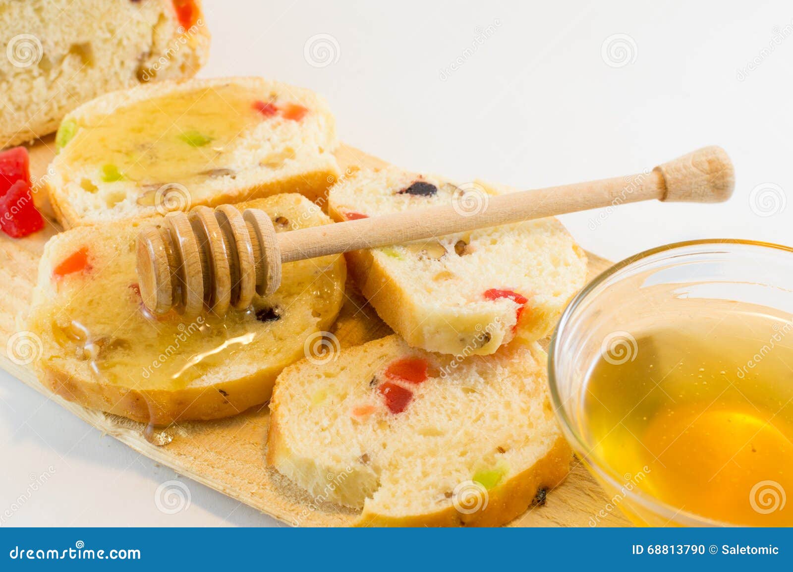 Pan Y Miel De La Fruta En Blanco Foto de archivo - Imagen de torta ...