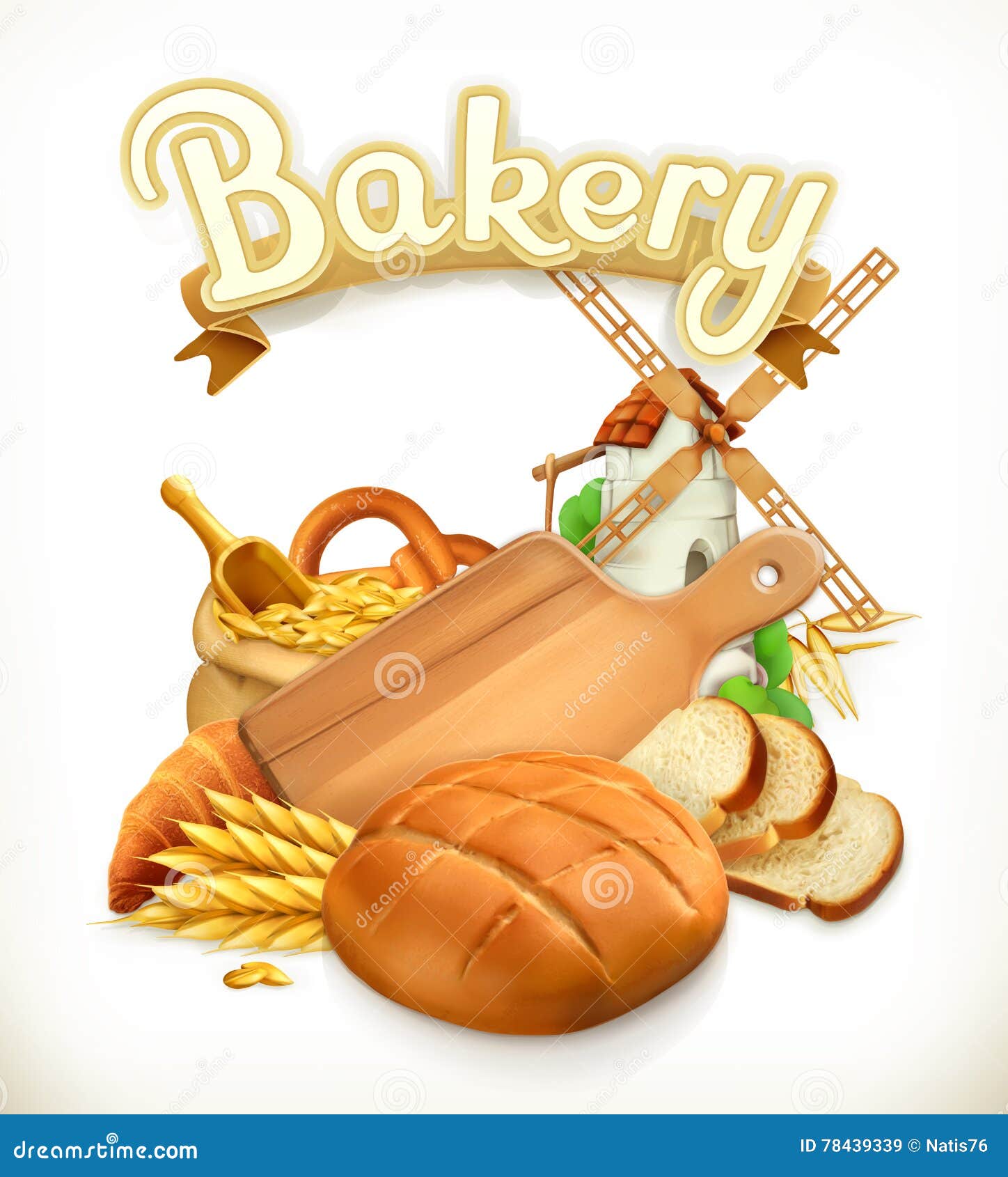 Panadería, pan vector 3d ilustración del vector. Ilustración de granja ...