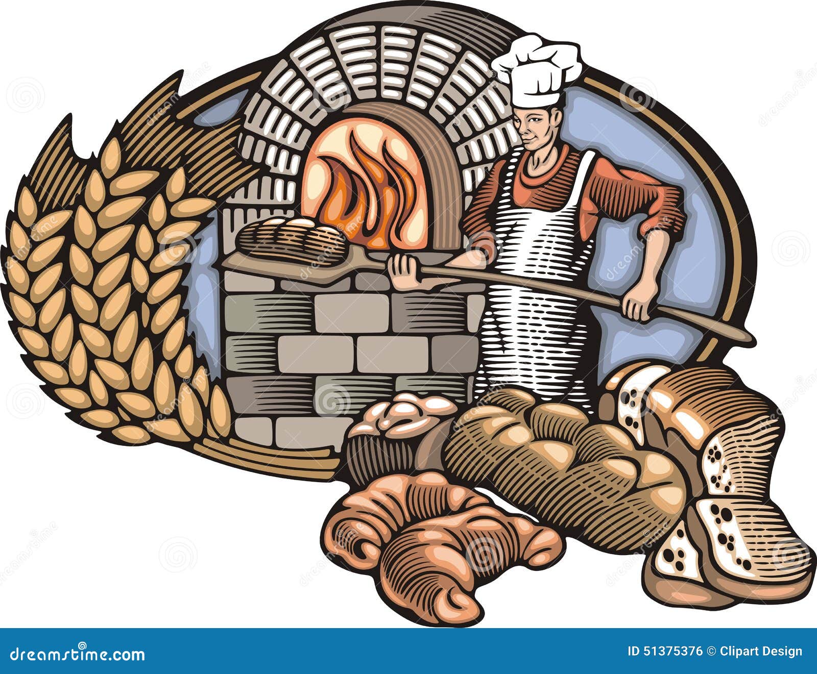 Panadero Vector Illustration En Estilo Del Grabar En Madera Ilustración ...