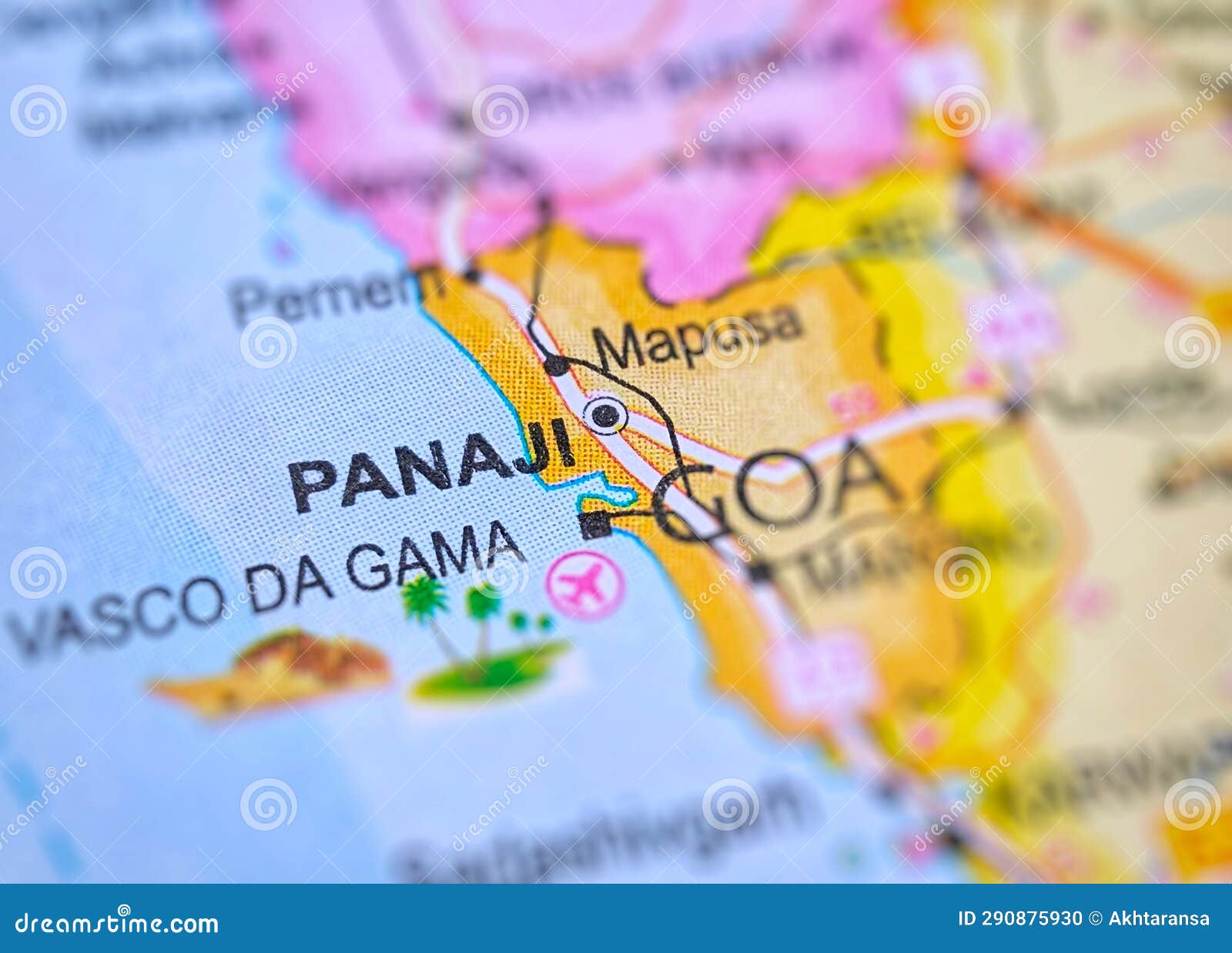 Panaji on a Map of India with Blur Effect Stock Photo - Image of india ...