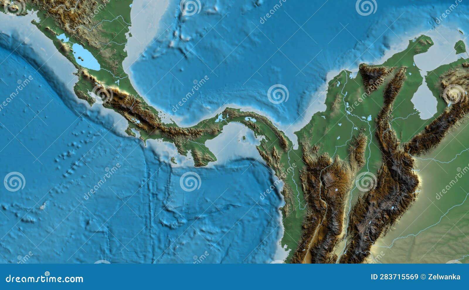 Panama area. Relief map stock illustration. Illustration of panama ...