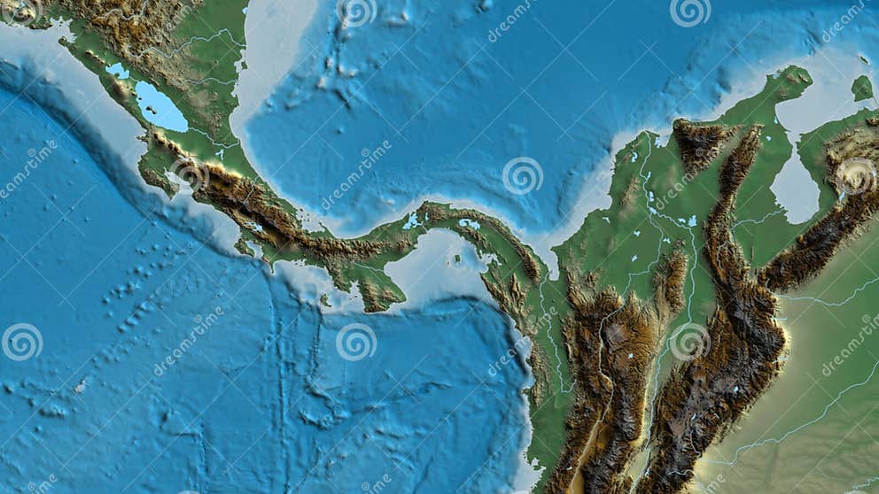 Panama area. Relief map stock illustration. Illustration of panama ...