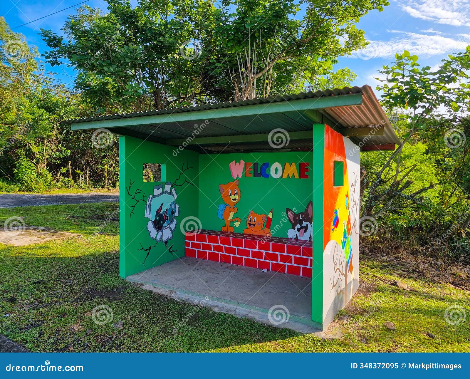 Panama, Boquete, Decorated Bus Stop Structure Editorial Image - Image ...