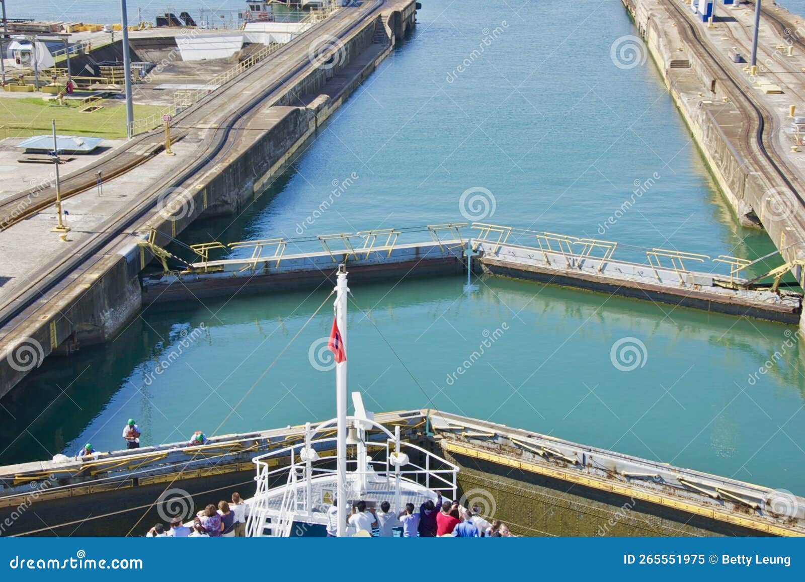 Ship Going through Gatun Locks of Panama Canal in Panama Editorial ...