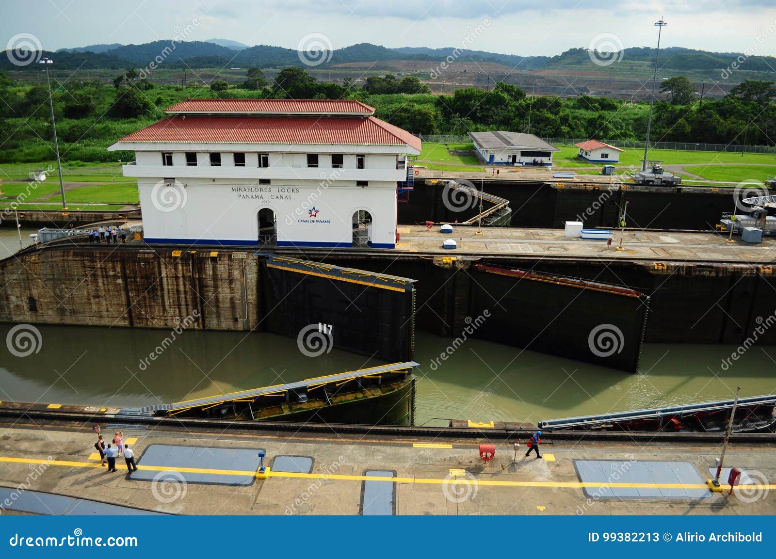 Panama Canal Locks editorial stock photo. Image of tourist - 99382213