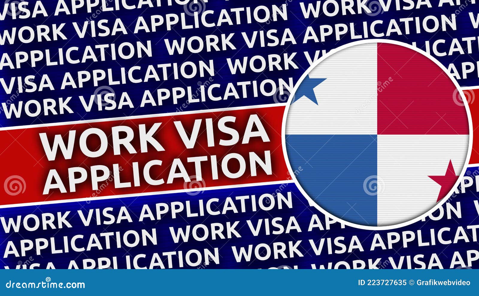 Panama Circular Flag with Work Visa Application Titles Stock ...