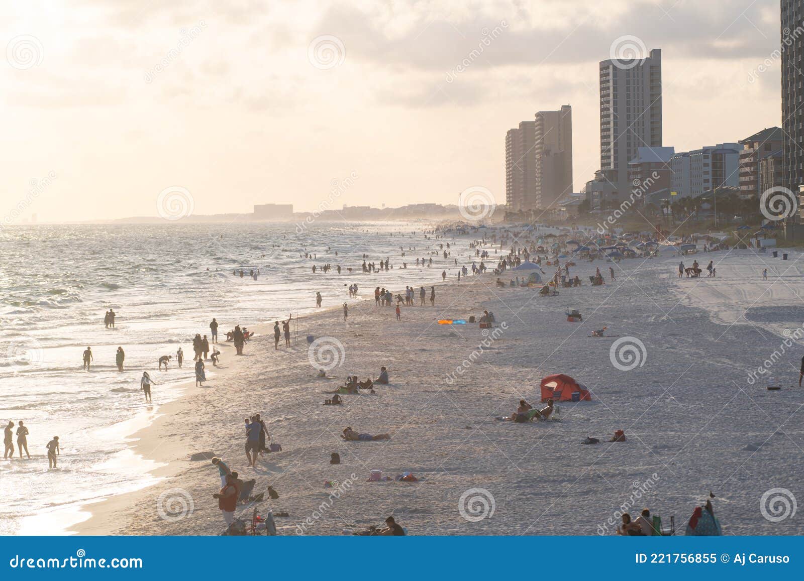 Panama City Beach Florida Skyline Beachfront Crowd June 2021 Editorial ...
