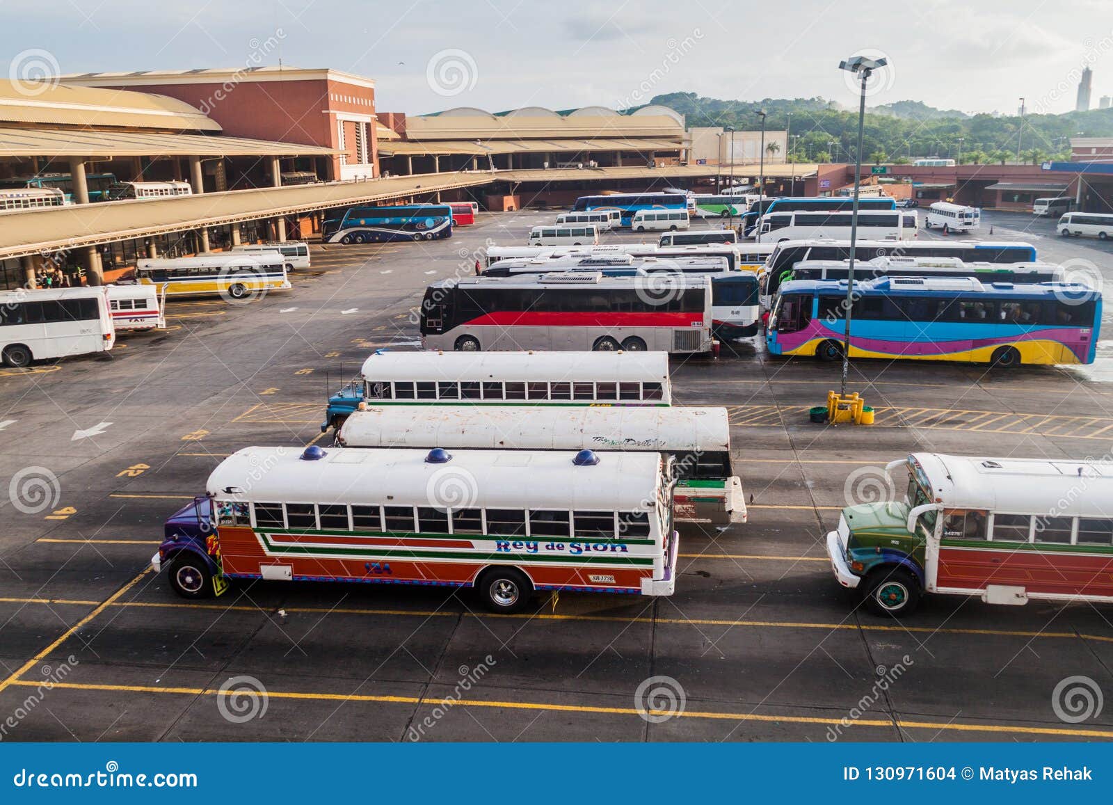 PANAMA CITY, PANAMA - MAY 27, 2016: Buses Wait at Albrook Bus Terminal ...