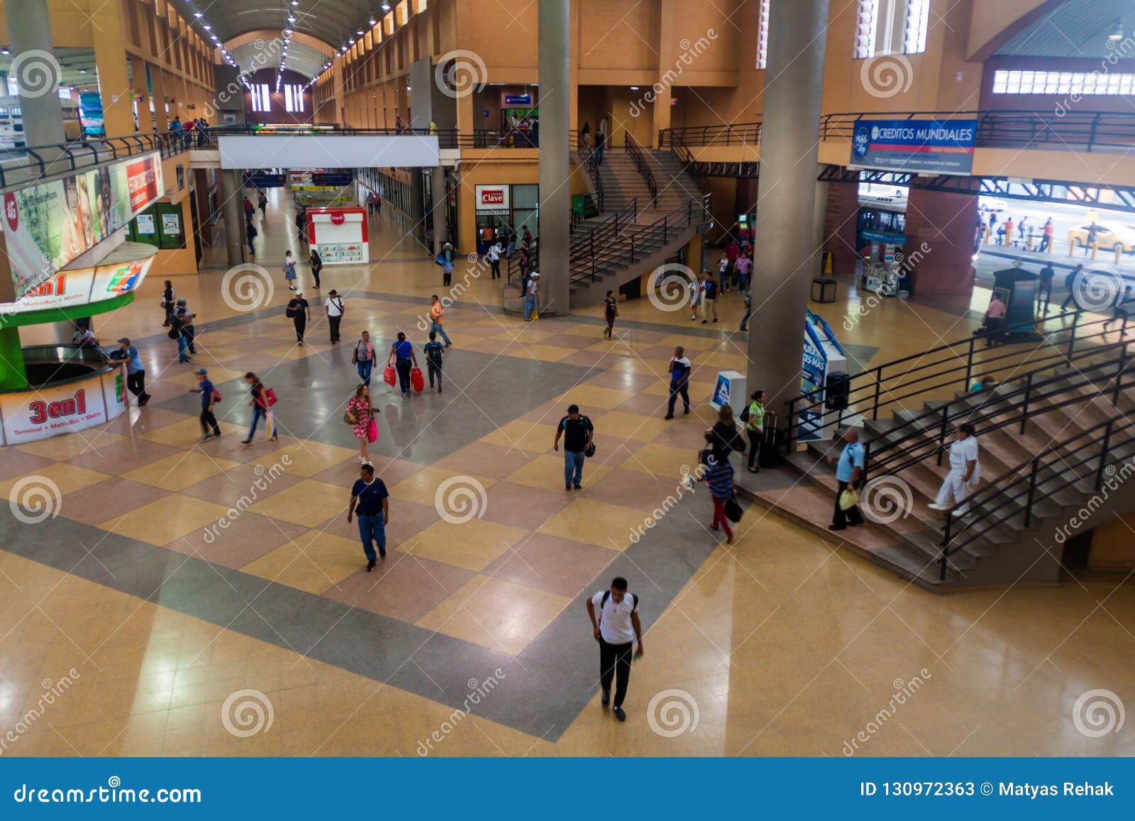 PANAMA CITY, PANAMA - MAY 27, 2016: Interior of Albrook Bus Terminal in ...
