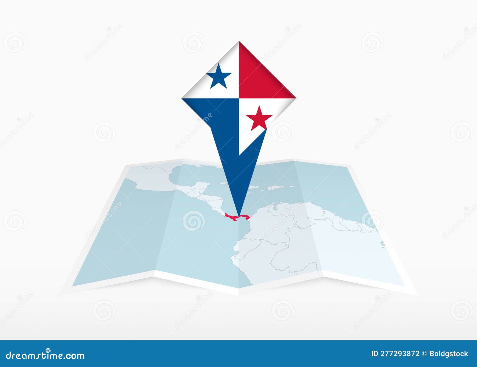 Panama is Depicted on a Folded Paper Map and Pinned Location Marker ...