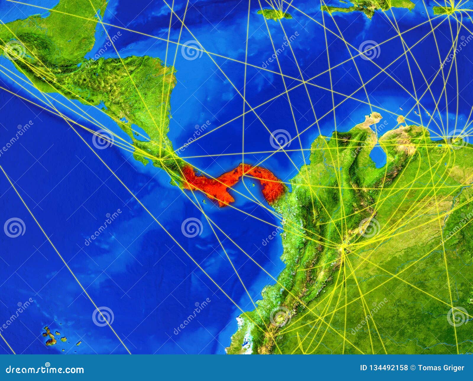 Panama on Earth with Network Stock Photo - Image of travel, america ...