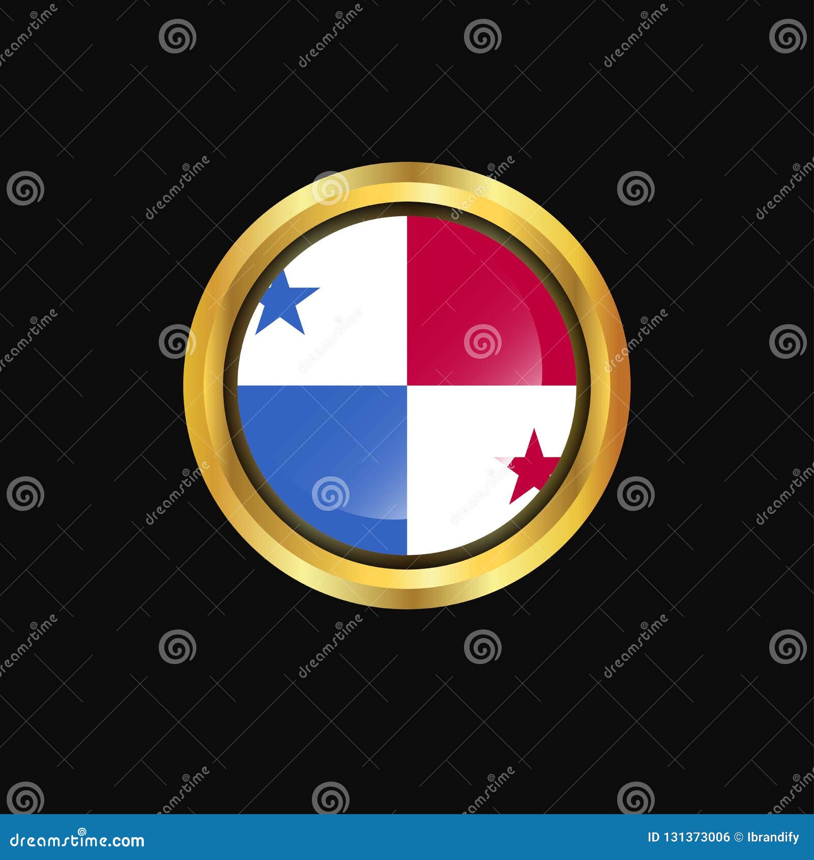 Panama flag Golden button stock vector. Illustration of white - 131373006