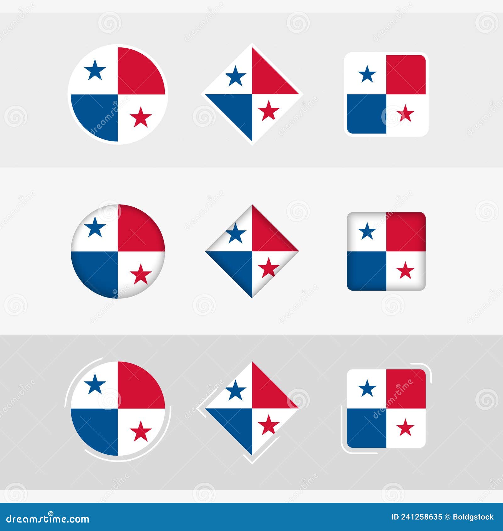 Panama Flag Icons Set, Vector Flag of Panama Stock Vector ...