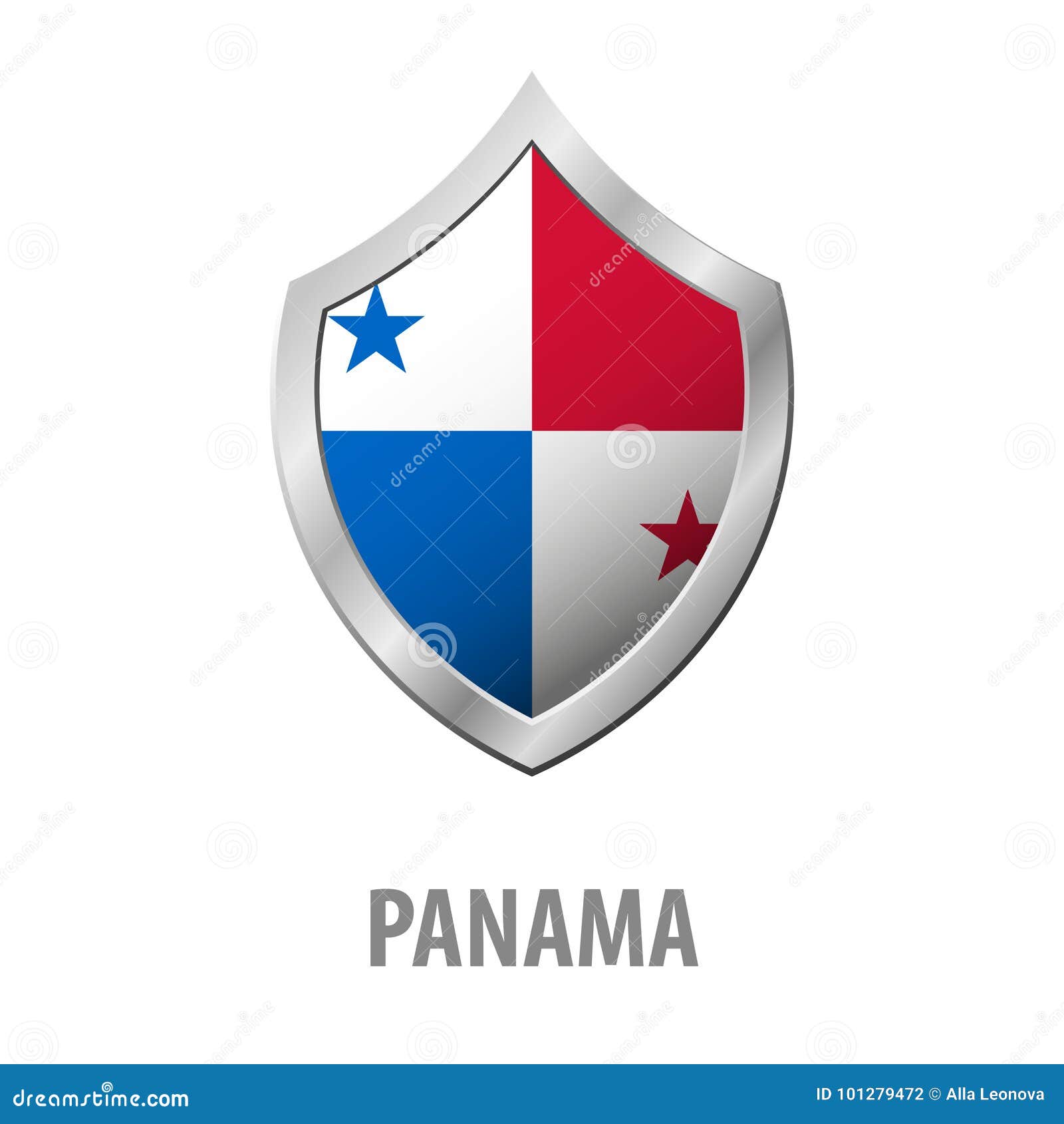 Panama Flag on Metal Shiny Shield Illustration. Stock Illustration ...