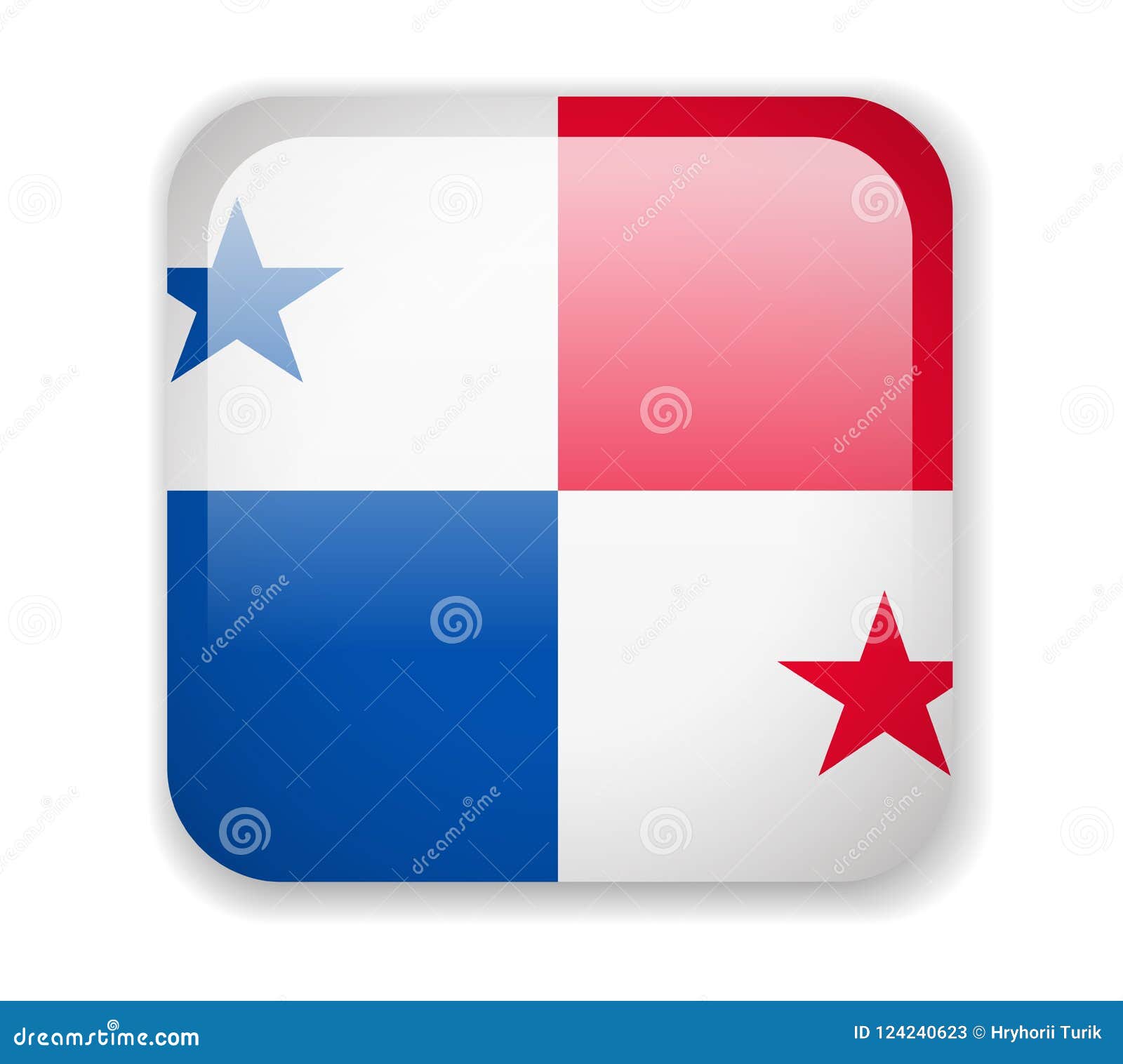 Panama Flag. Square Bright Icon on a White Background Stock ...