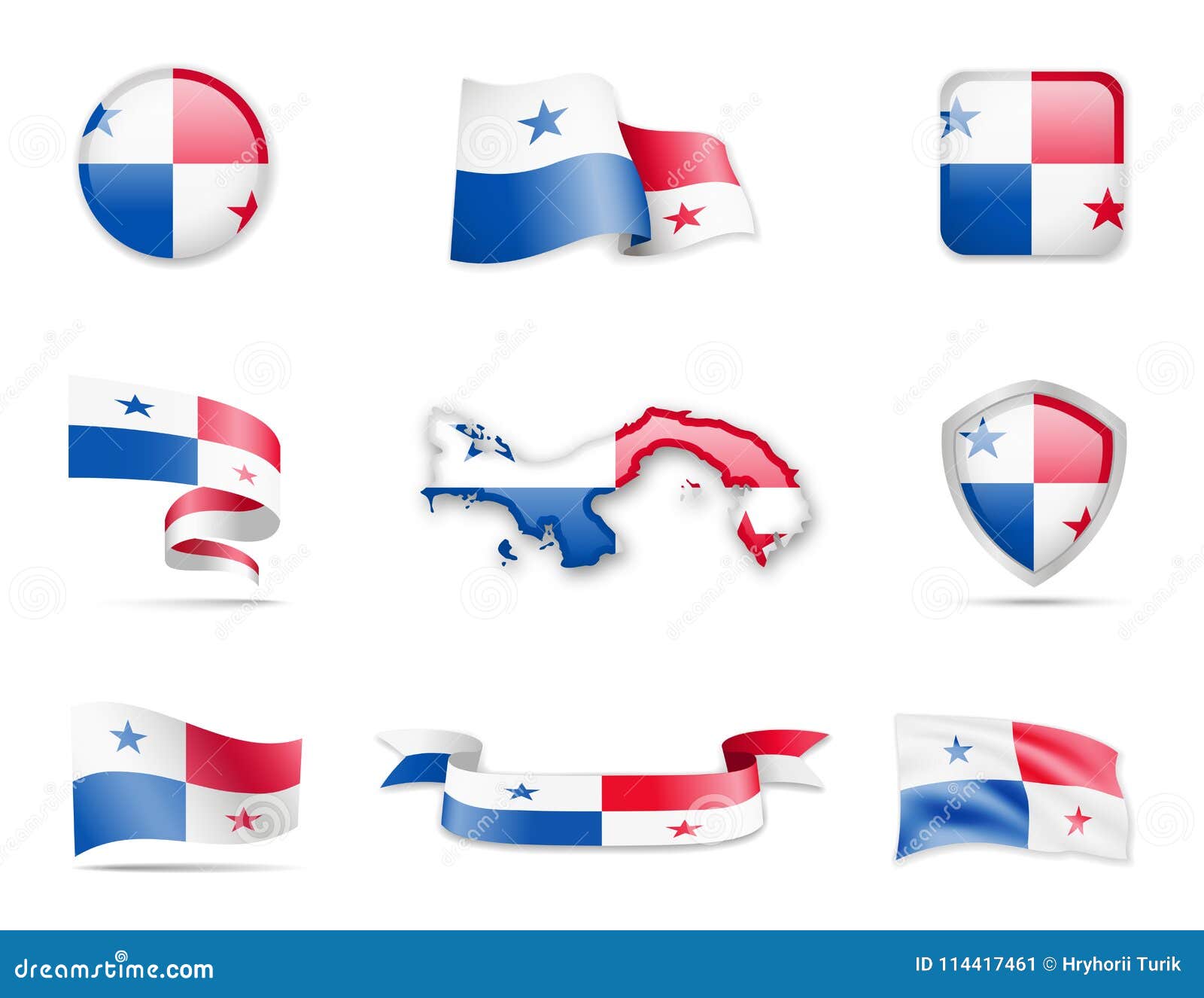 Panama Flags Collection. Flags and Contour Map Stock Vector ...