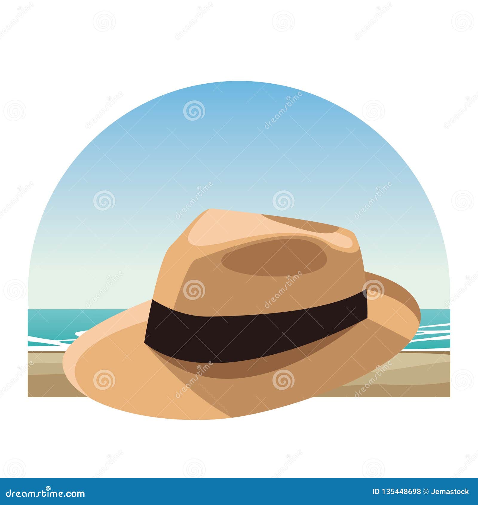 Panama hat icon stock vector. Illustration of beach - 135448698