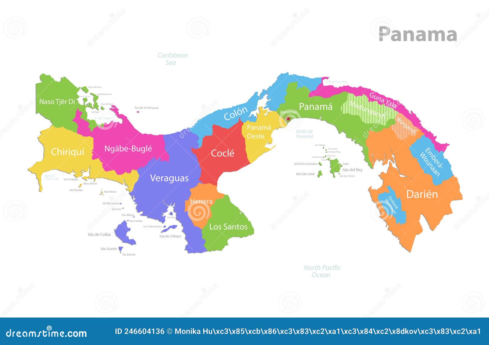 Panama Map, Administrative Division With Names, Colors Map Isolated On ...