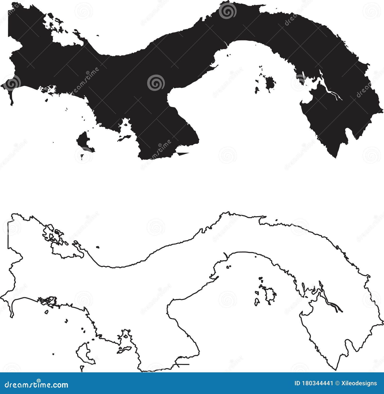 Panama Black Map Vector, Isolated On White Background. Black Map ...
