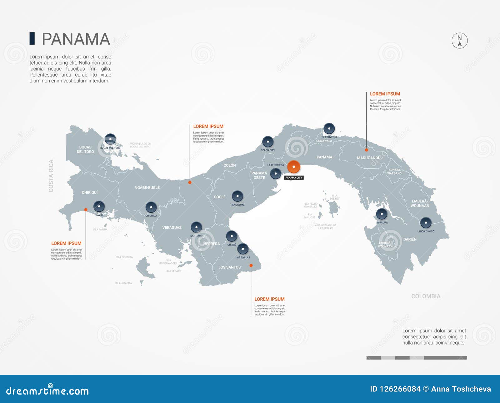 Panama Infographic Map Vector Illustration. Stock Vector - Illustration ...