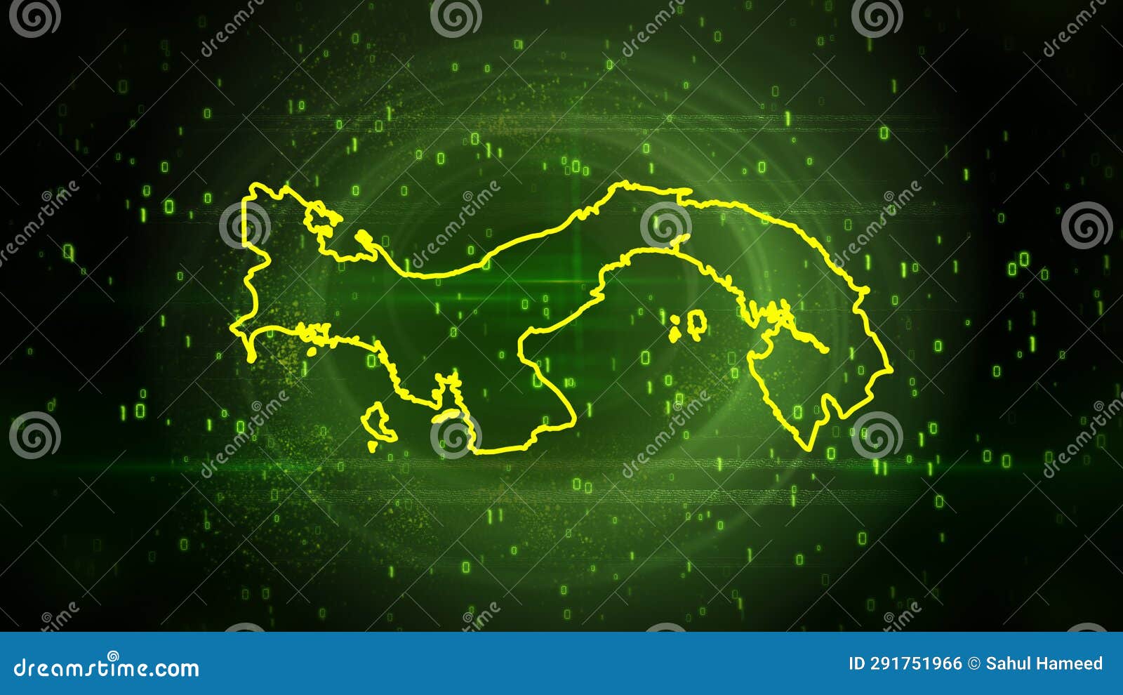 Panama Map on Digital Background Stock Illustration - Illustration of ...