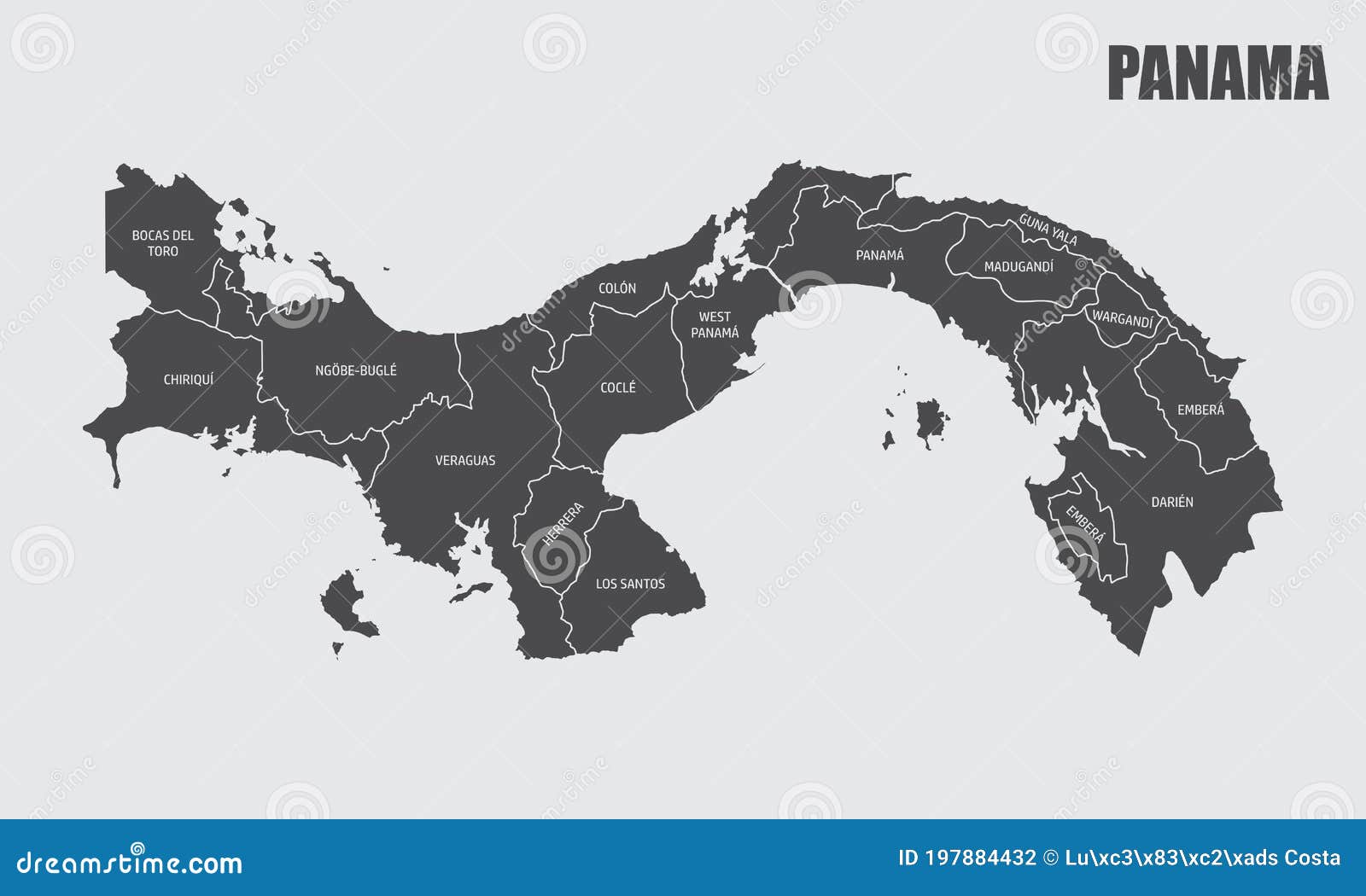 Panama provinces map stock illustration. Illustration of state - 197884432
