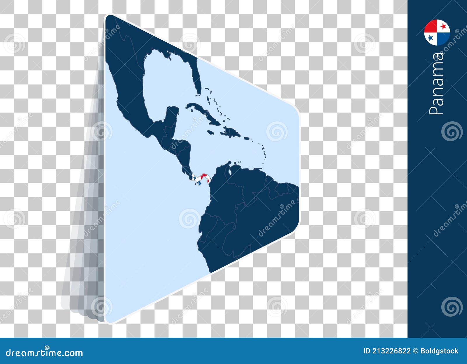 Panama Map and Flag on Transparent Background Stock Vector ...