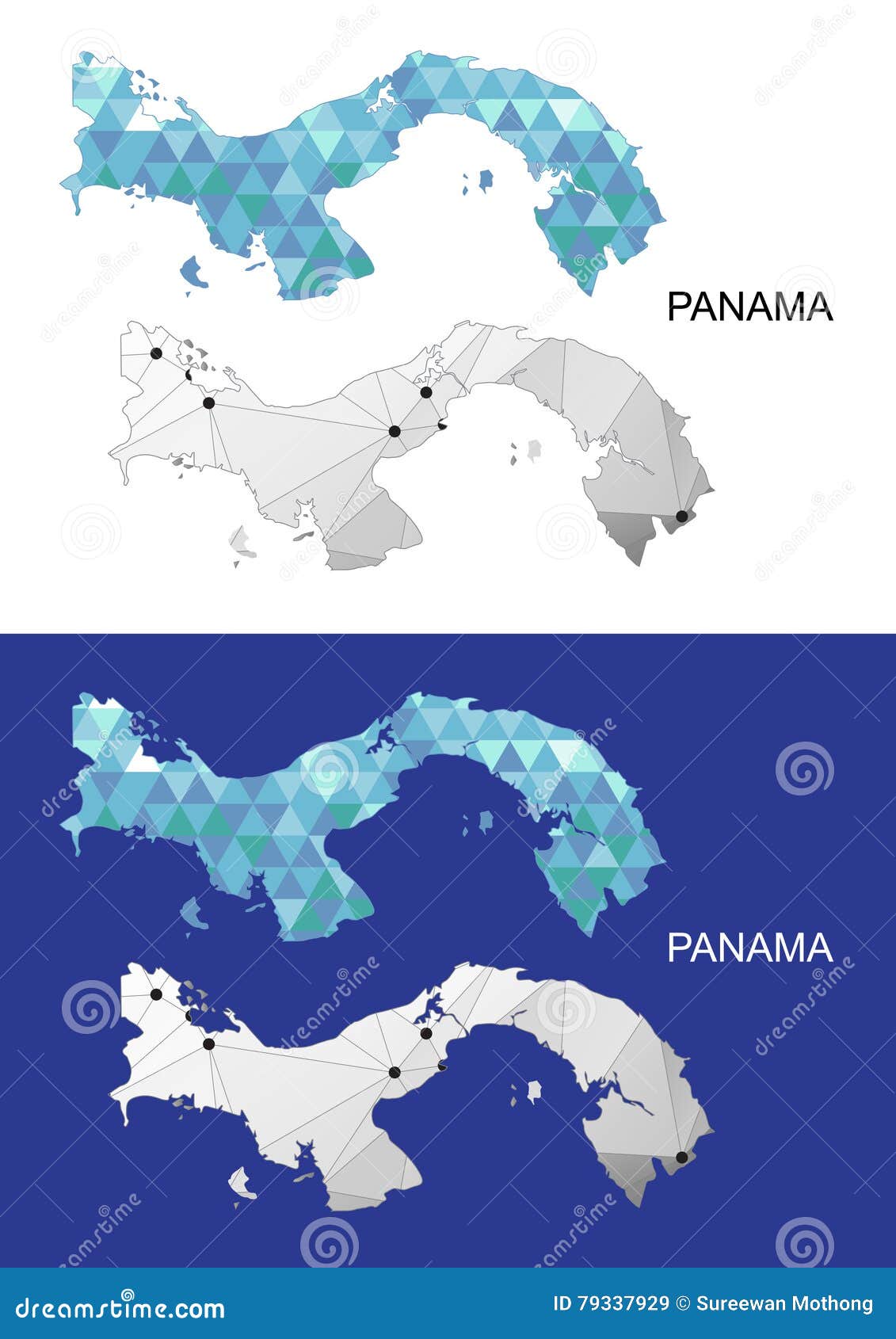 Panama Map in Geometric Polygonal Style. Abstract Gems Triangle. Stock ...