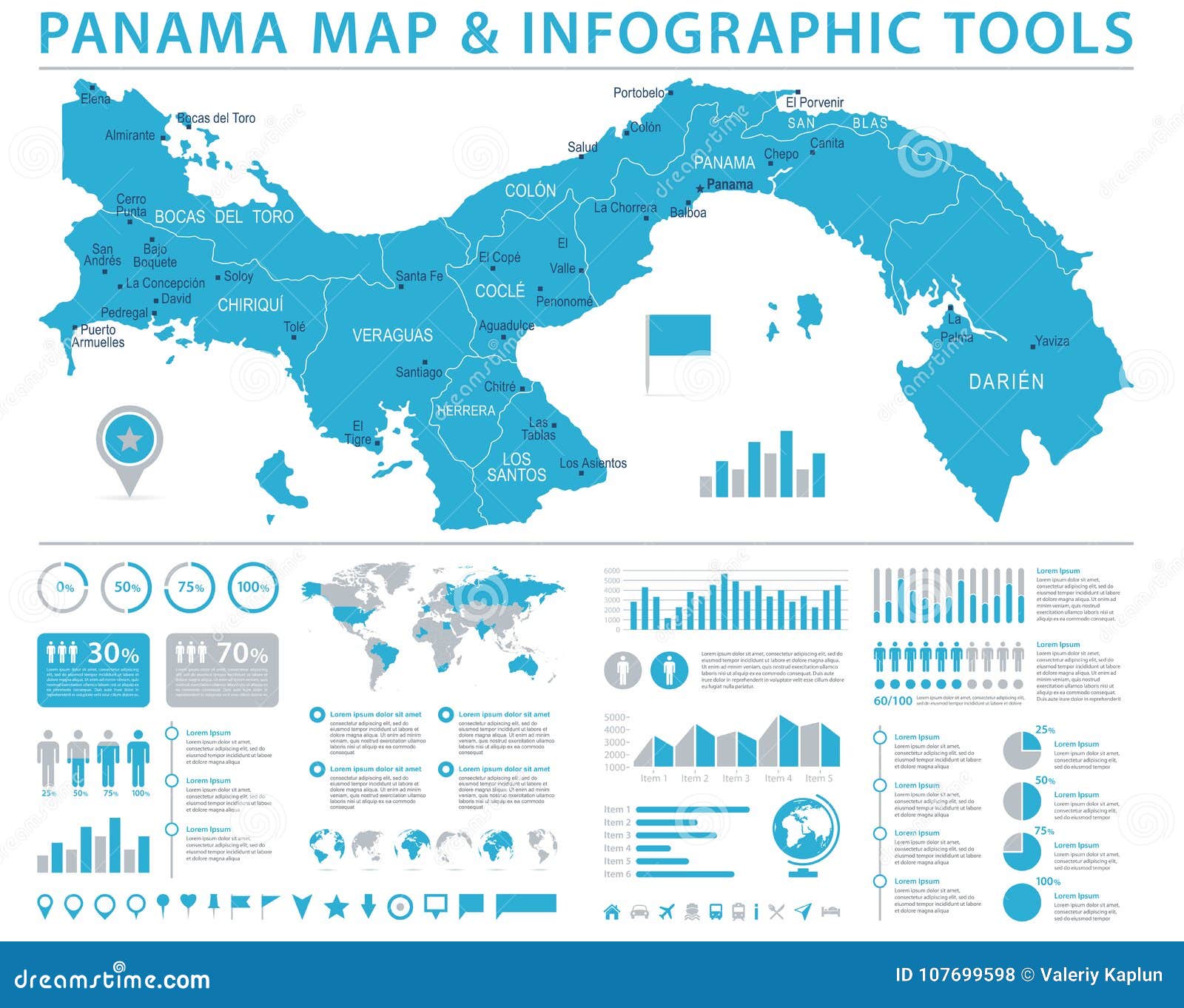 Panama Map - Info Graphic Vector Illustration Stock Illustration ...