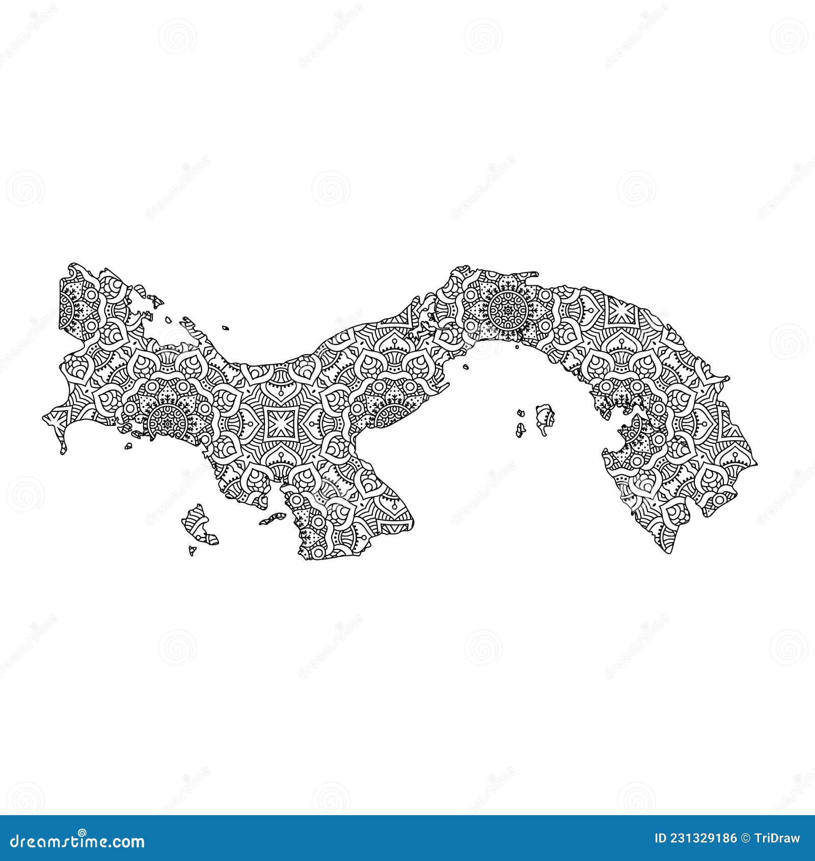 Panama Map with Mandala Design Stock Vector - Illustration of border ...