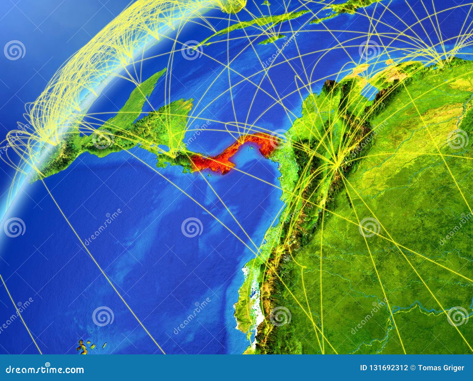Panama on Model of Planet Earth with International Networks. Concept of ...