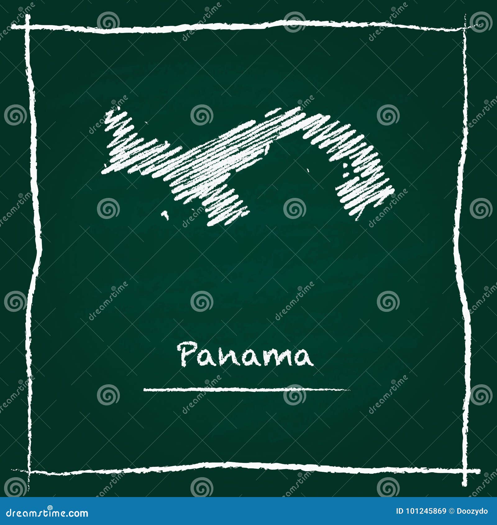 Panama Outline Vector Map Hand Drawn with Chalk. Stock Vector ...