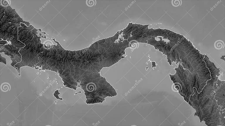 Panama outlined. Grayscale stock illustration. Illustration of region ...