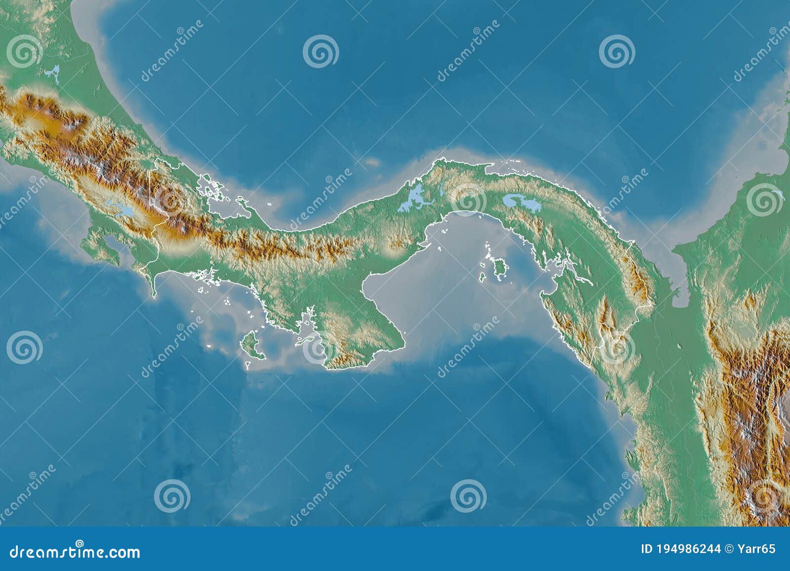 Panama outlined. Relief stock illustration. Illustration of america ...
