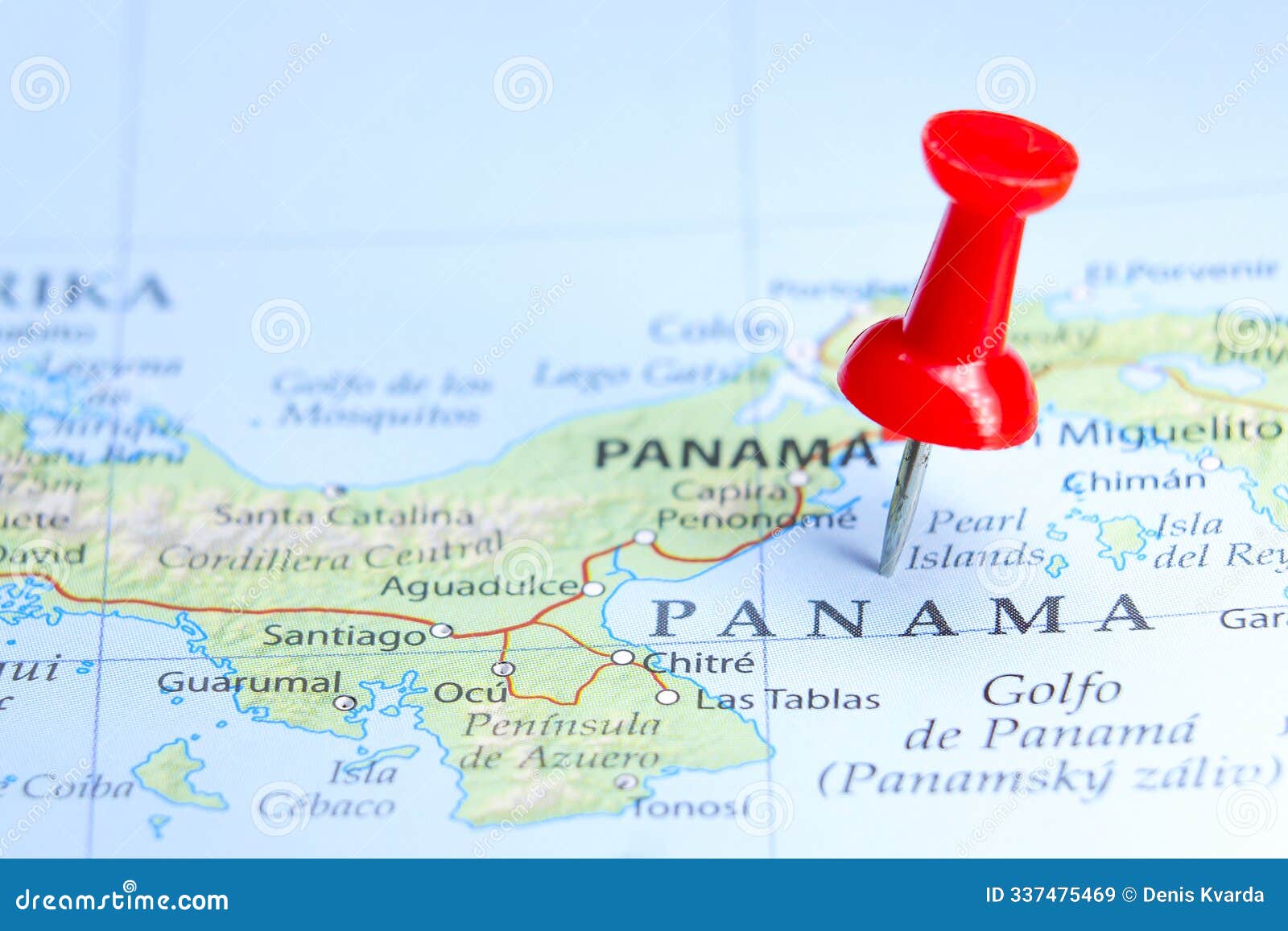 Panama Pinned on Geographical Map Stock Image - Image of business ...