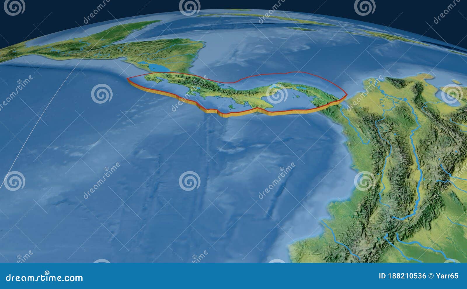 Panama Plate Extruded - Topographic Stock Illustration - Illustration ...