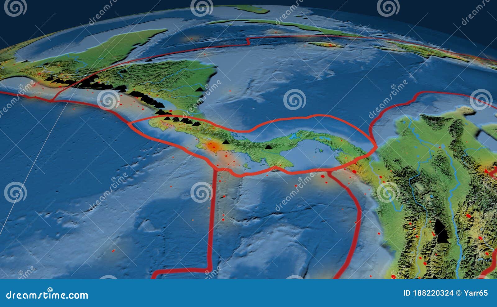 Panama Plate Outlined - Natural Earth Stock Illustration - Illustration ...